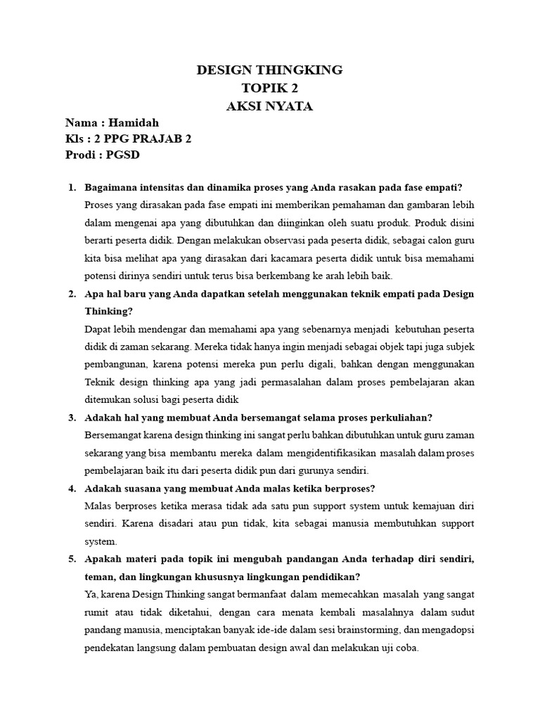 Topik2 - Aksi Nyata - DT - Hamidah | PDF