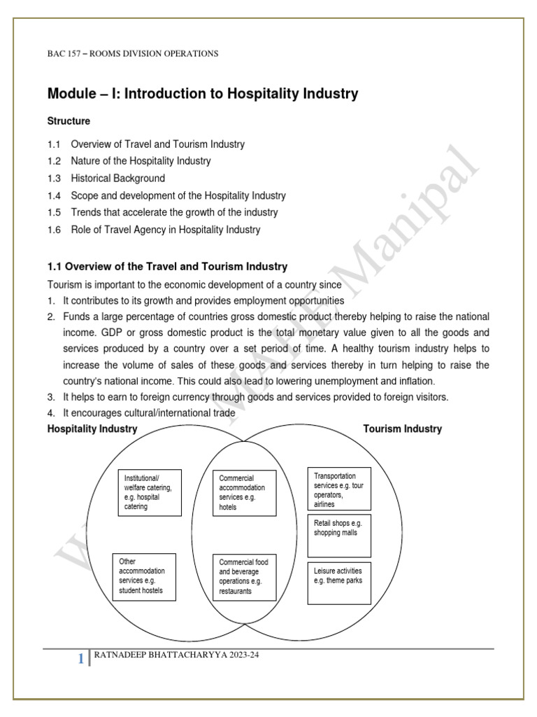 Introduction To Hospitality Industry | PDF | Tourism | Hotel