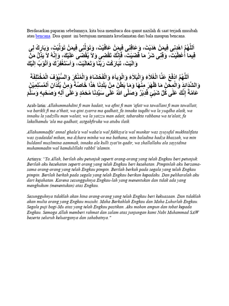 Doa qunut nazilah | PDF