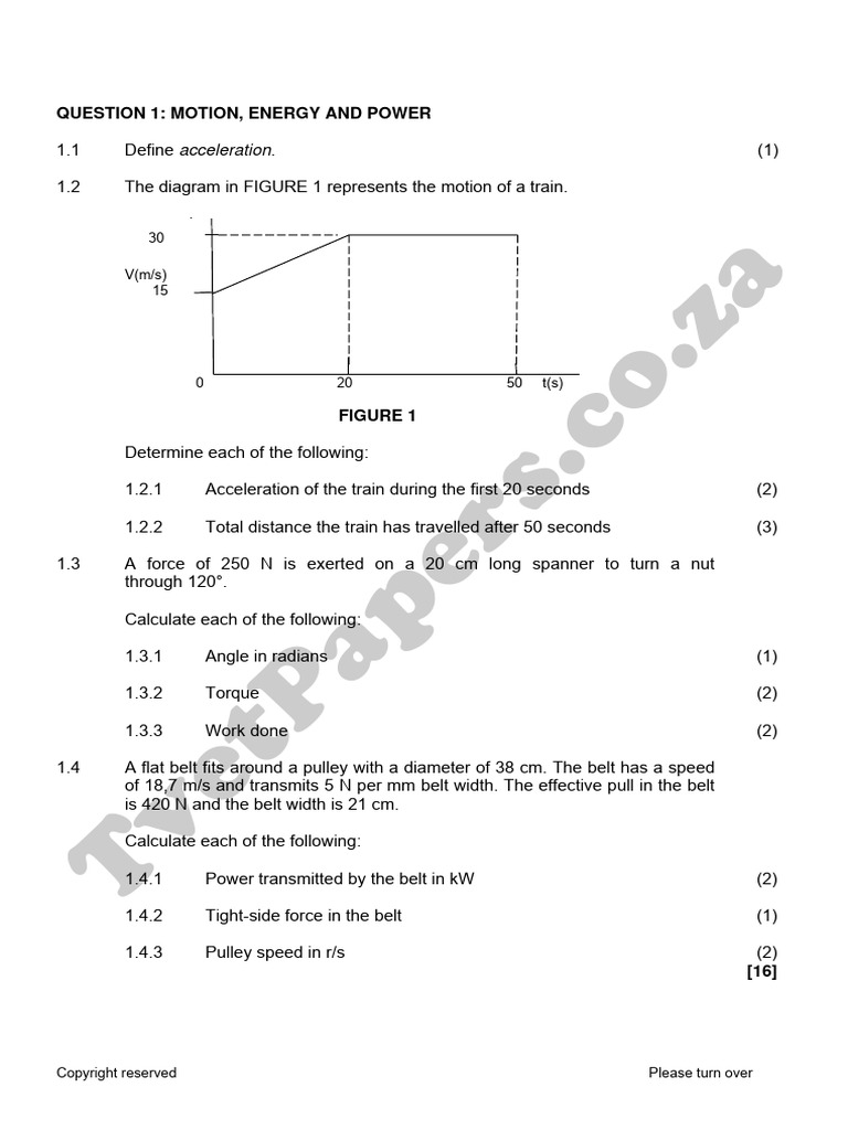 Engineering Science N3 QP | PDF | Force | Belt (Mechanical)