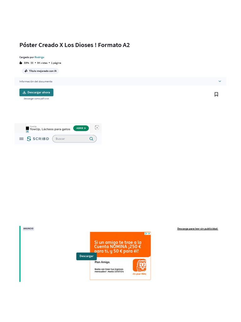 Póster Creado X Los Dioses ! Formato A2 - PDF - Escritores - Novelistas | PDF | Scribd