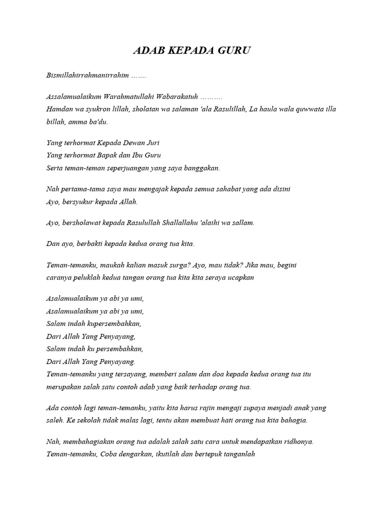 Adab Kepada Guru | PDF