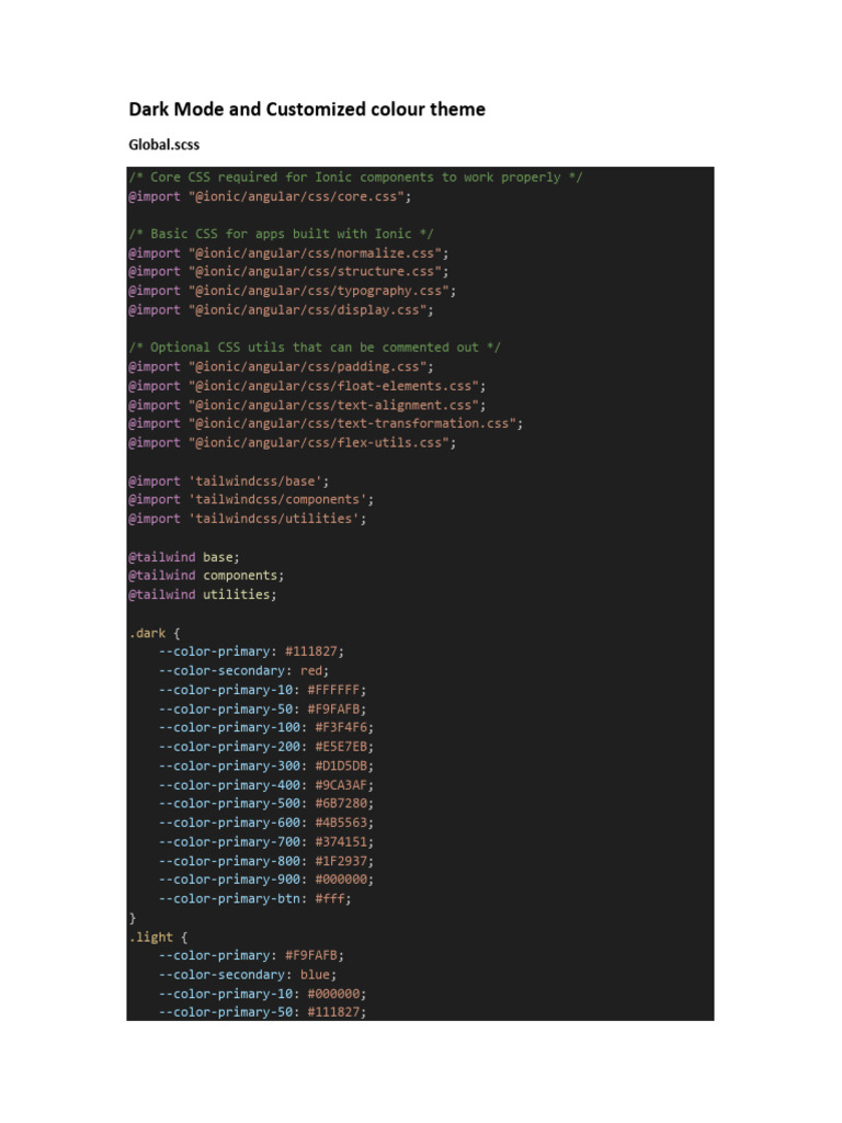 Dark Mode and Customized Colour Theme | PDF | Software Development ...