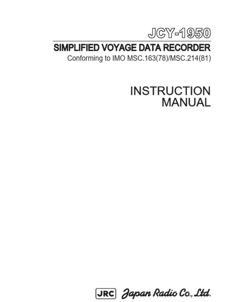 170-VDR JRC JCY-1950 Instruct Manual 1-8-2021 | PDF | Cardiopulmonary ...