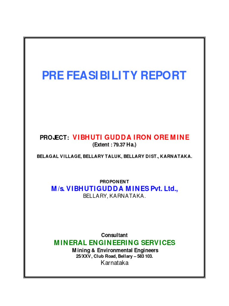 Vibhuti Gudda Iron Ore Mine Pre Feasibility Report | PDF | Mining | Iron Ore