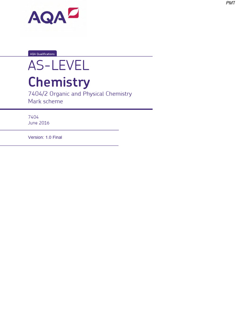 AS-Level Chemistry Mark Scheme Guide | PDF | Intermolecular Force ...