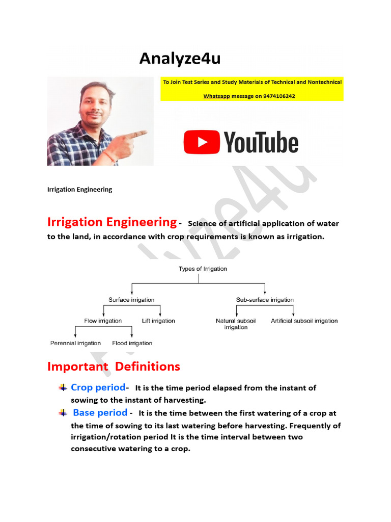 Irrigation Engineering Basics and Systems | PDF | Irrigation | Canal
