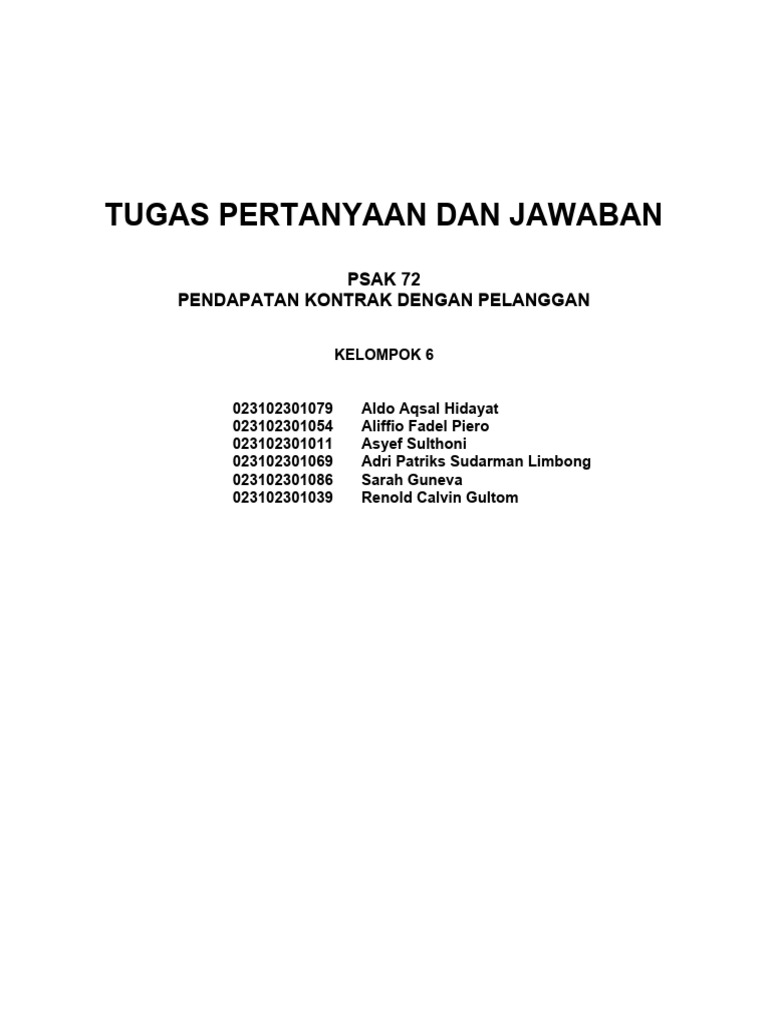 Kelompok 6_Contoh Soal dan Analisis_PSAK 72_Pendapatan Kontrak dari ...