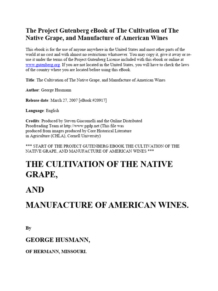 The Cultivation of The Native Grape | PDF | Vitis | Wine