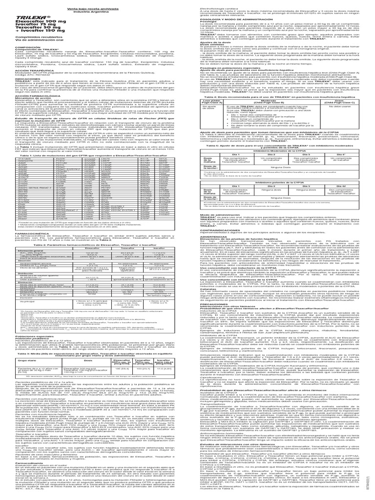 Prospecto Medico Trilexa | PDF | Tableta (Farmacia) | Drogas