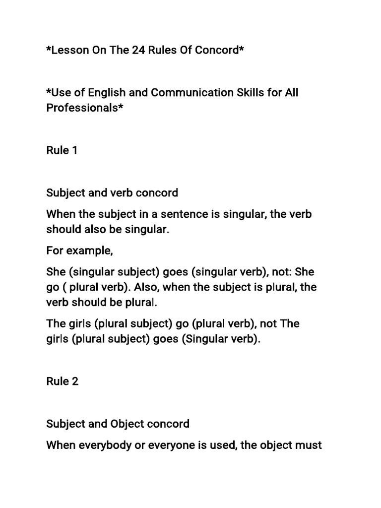 Concord | PDF | Grammatical Number | Plural