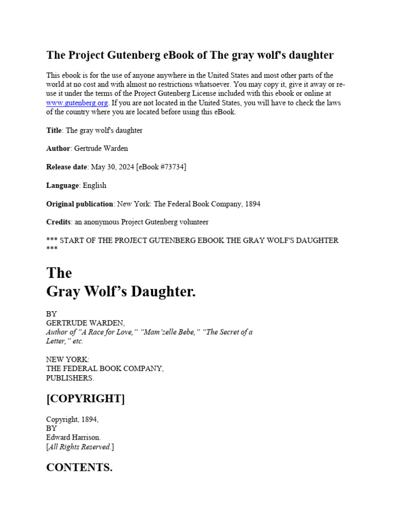 The Gray Wolf Daughter Pdf