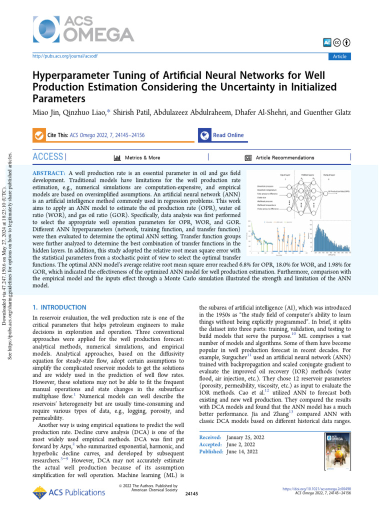 Hyperparameter Tuning of Artificial Neural Networks For WellProduction Estimation Considering ...