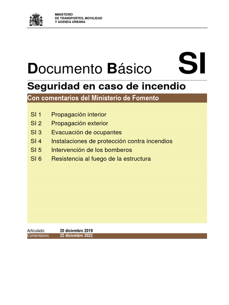 CTE DB SI Acotado PDF | PDF | Protección contra incendios | Cuidado de ...