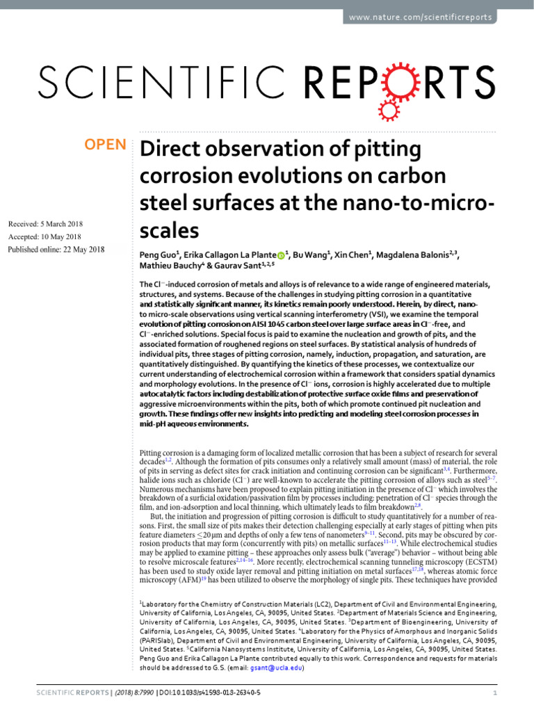 Pitting Corrosion Kinetic | PDF | Corrosion | Applied And ...