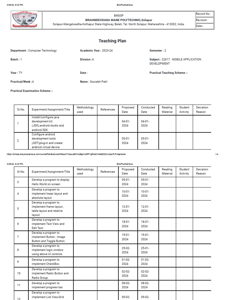 EduPlusCampus Practical b1 | PDF | Android (Operating System) | Password
