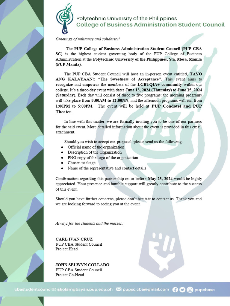 PUP CBA LGBTQIA+ Event Invitation | PDF