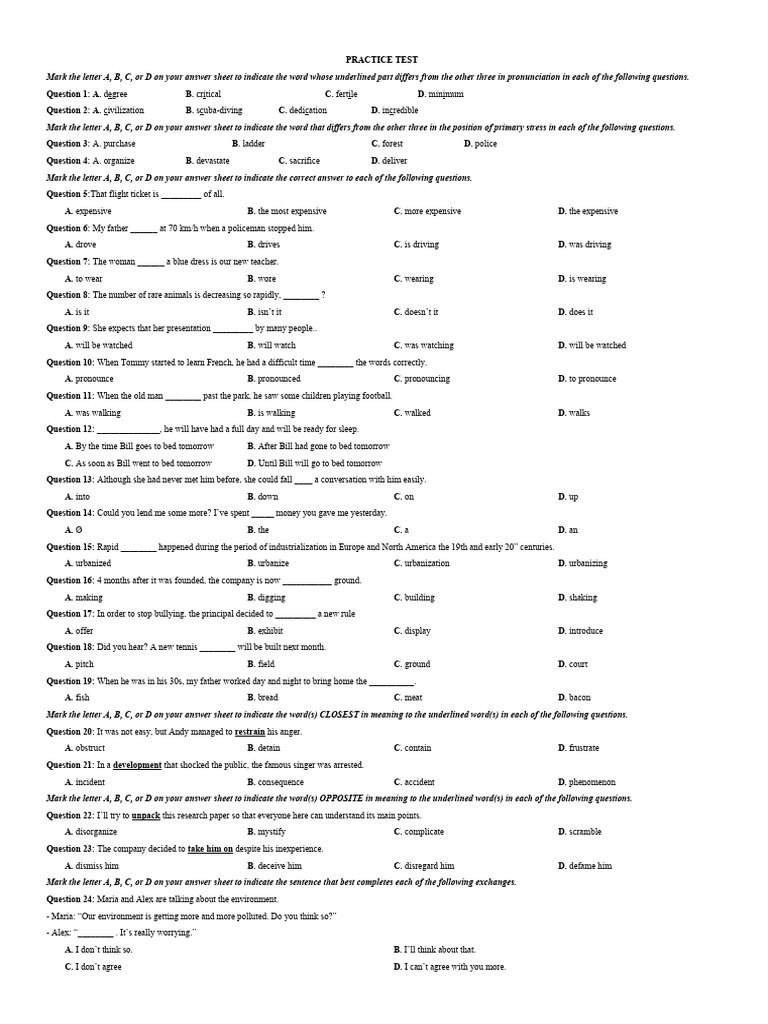 Practice test | Download Free PDF | Cost Of Living