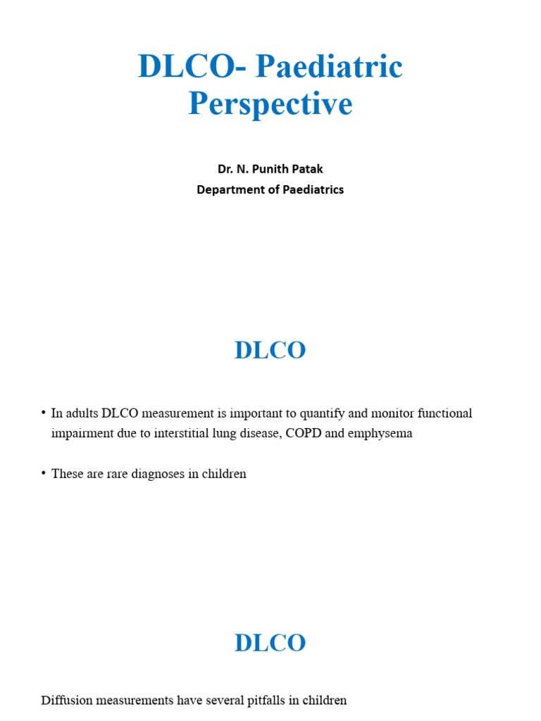 DLCO in Children | PDF | Respiratory Diseases | Lung