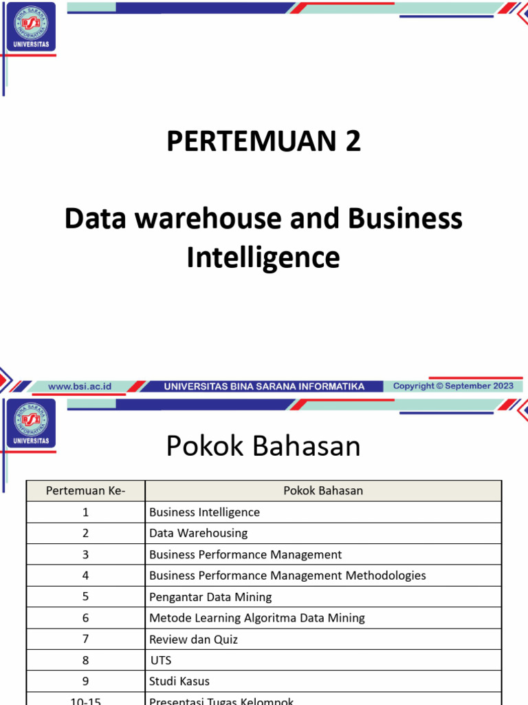 Pertemuan 2 Data Warehouse and Business Intelligence | PDF