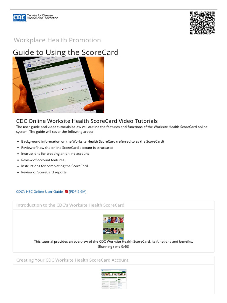 Guide To Using The ScoreCard - Worksite Health ScoreCard - Workplace ...