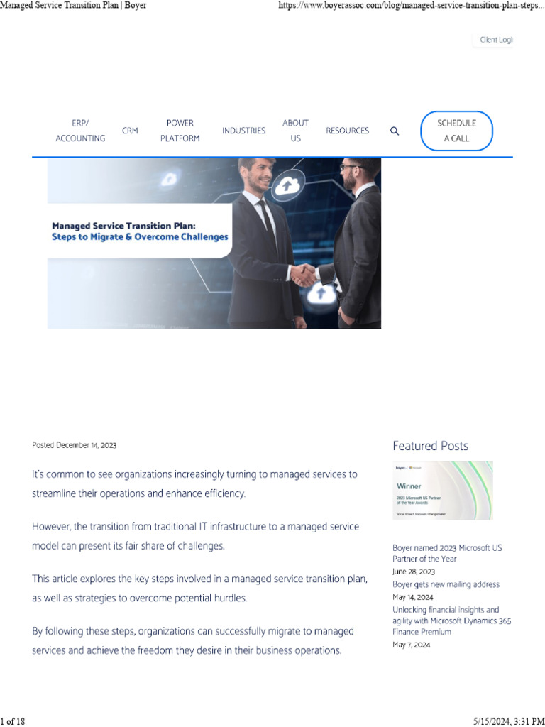 MSP Transition Plan | PDF