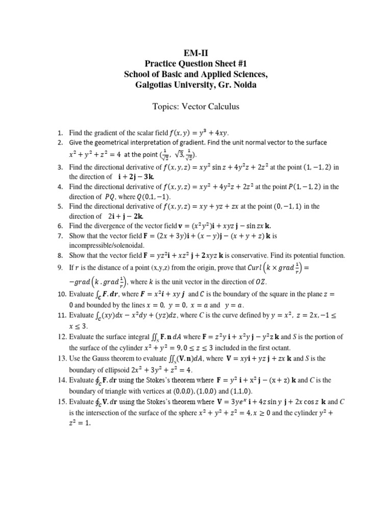 Vector Calculus | PDF | Euclidean Vector | Gradient
