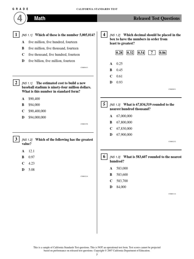 Grade 4 Standard Test - S1 Final | PDF | Triangle | Shape