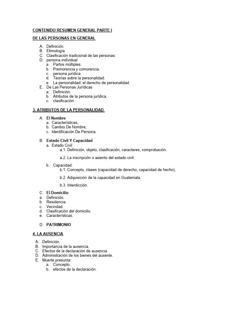 Batres Leon - Maria Andrea Resumen General Parte I Civil I | PDF ...