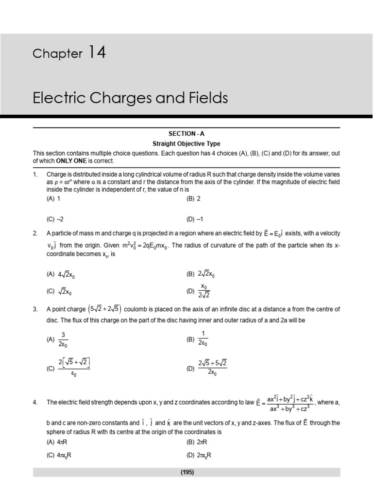 Chapter-14 Electric Charges and Fields (PG 217 - 238) ) | PDF | Electric Field | Sphere