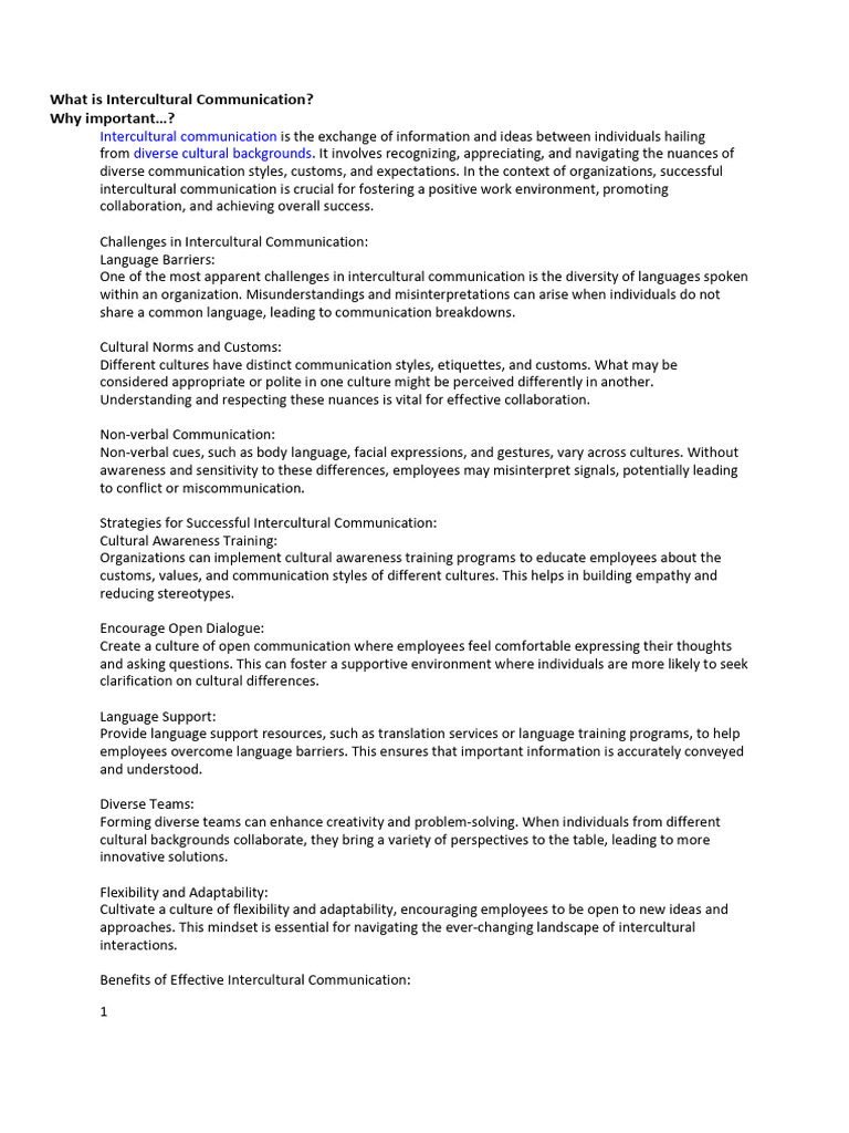 Chpter 1 | PDF | Cross Cultural Communication | Communication