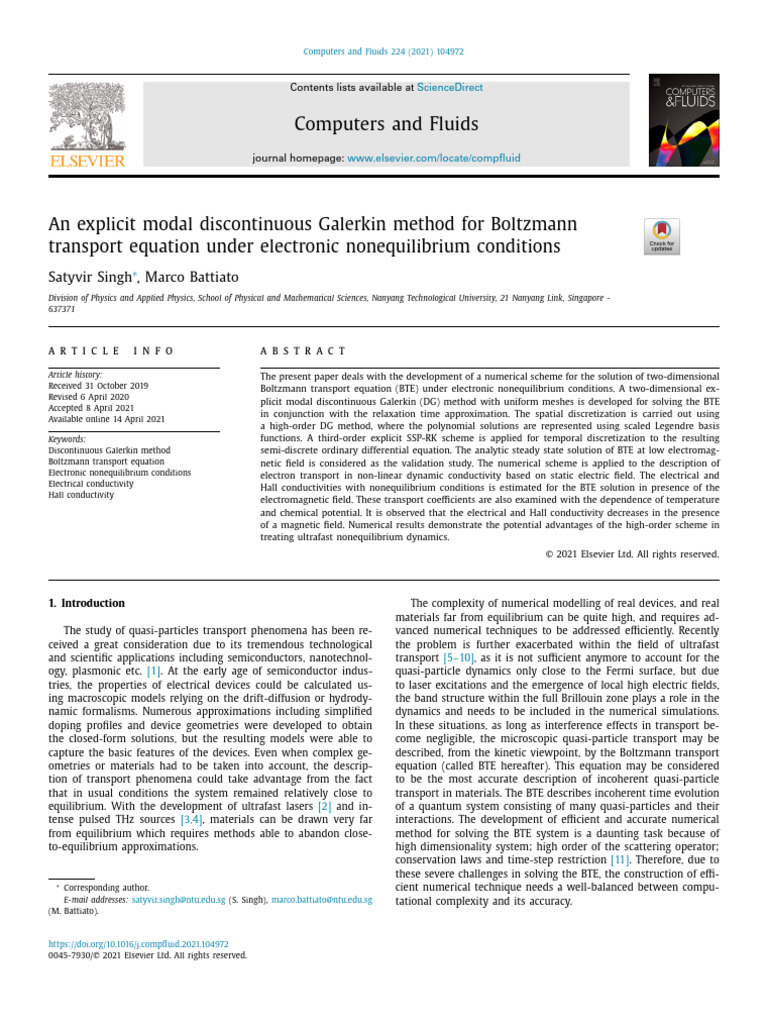 Advanced DG Method for BTE Analysis | PDF | Non Equilibrium ...