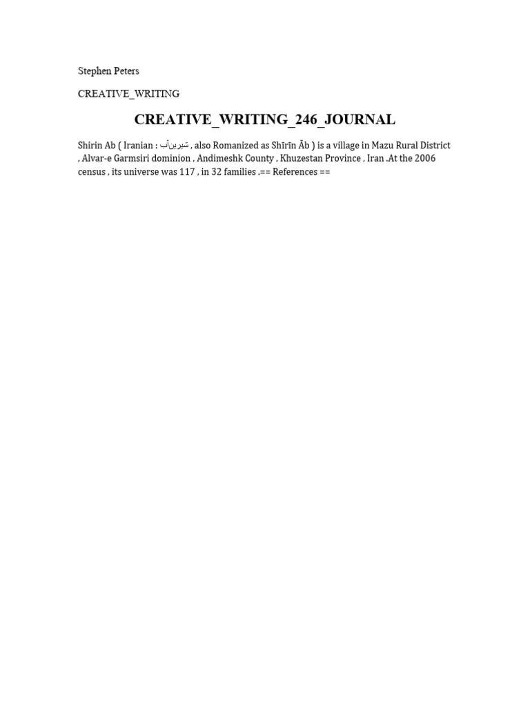 Creative Writing 246 Journal | PDF