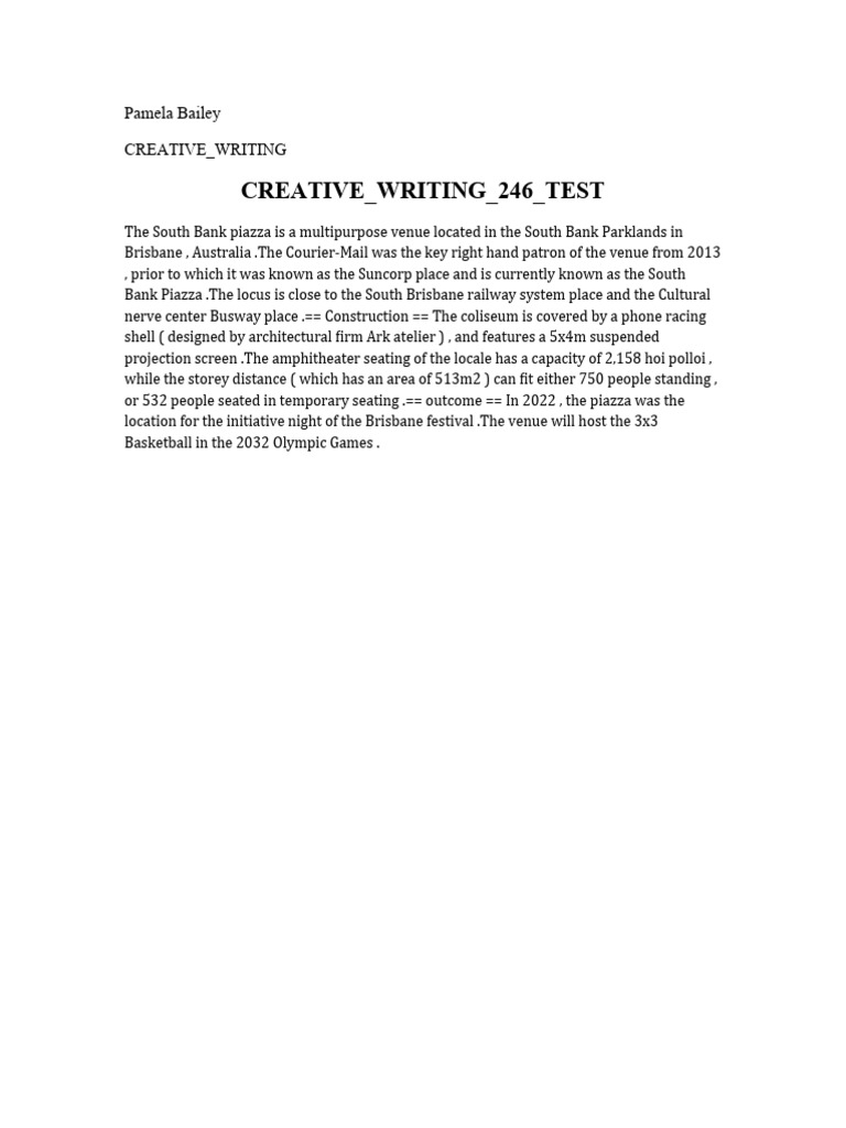 Creative Writing 246 Test | PDF | Art