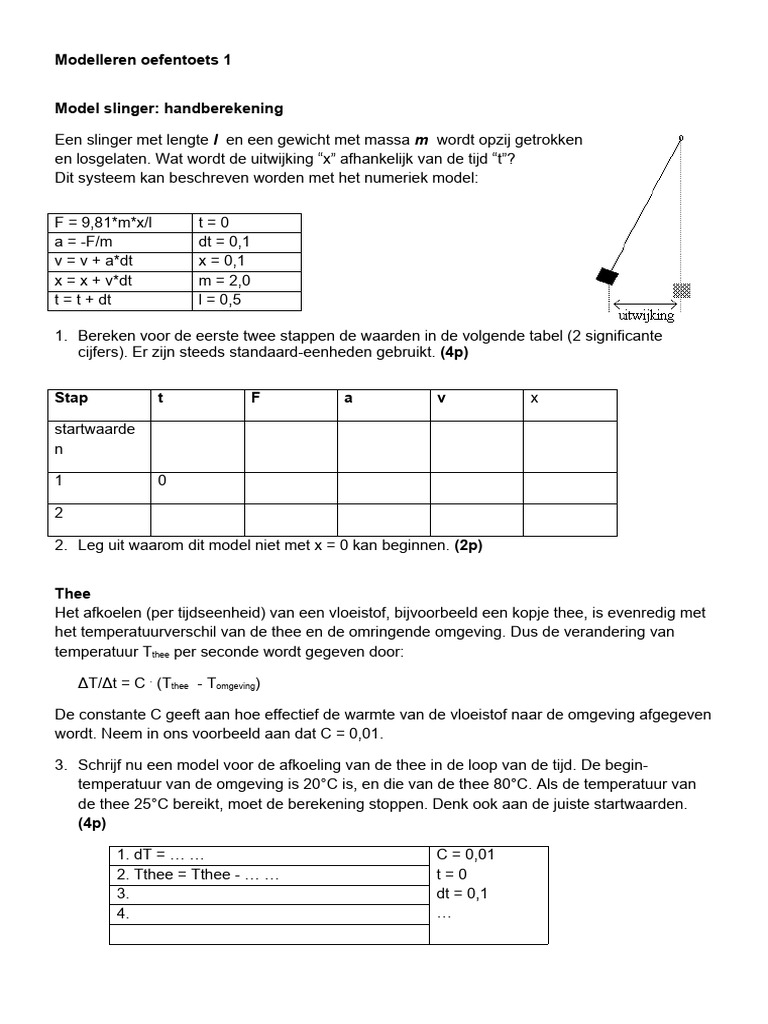 Modelleren Oefentoets 1 | PDF