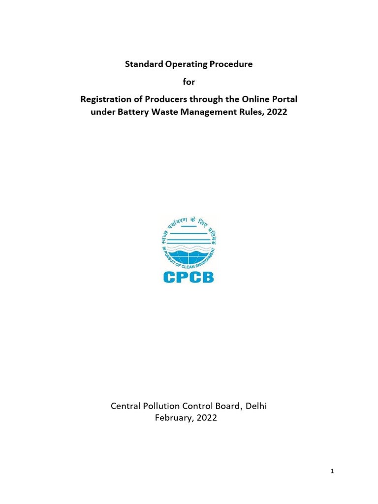 Standard Operating Procedure For Registration of Producers Through The ...