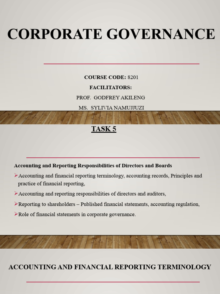 Corperate Governance - Group 5 - Accounting and Reporting ...