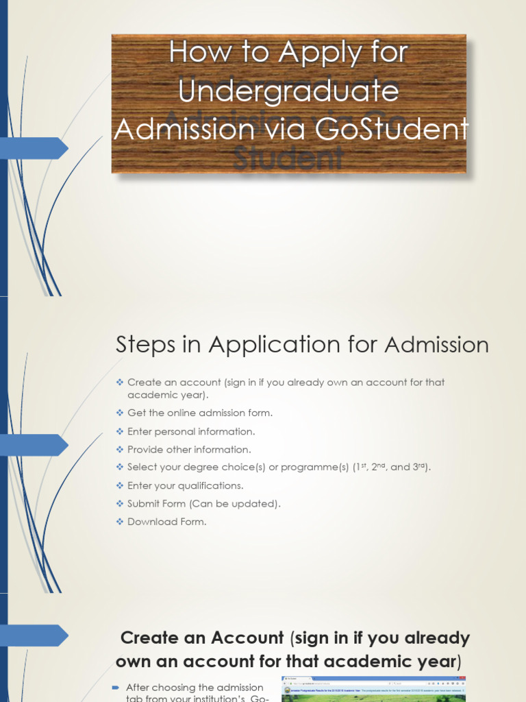 How To Apply Online For Undegraduate Admission On Go Student | PDF ...