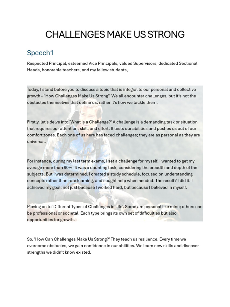 Challenges Make Us Strong | PDF | Psychological Resilience ...