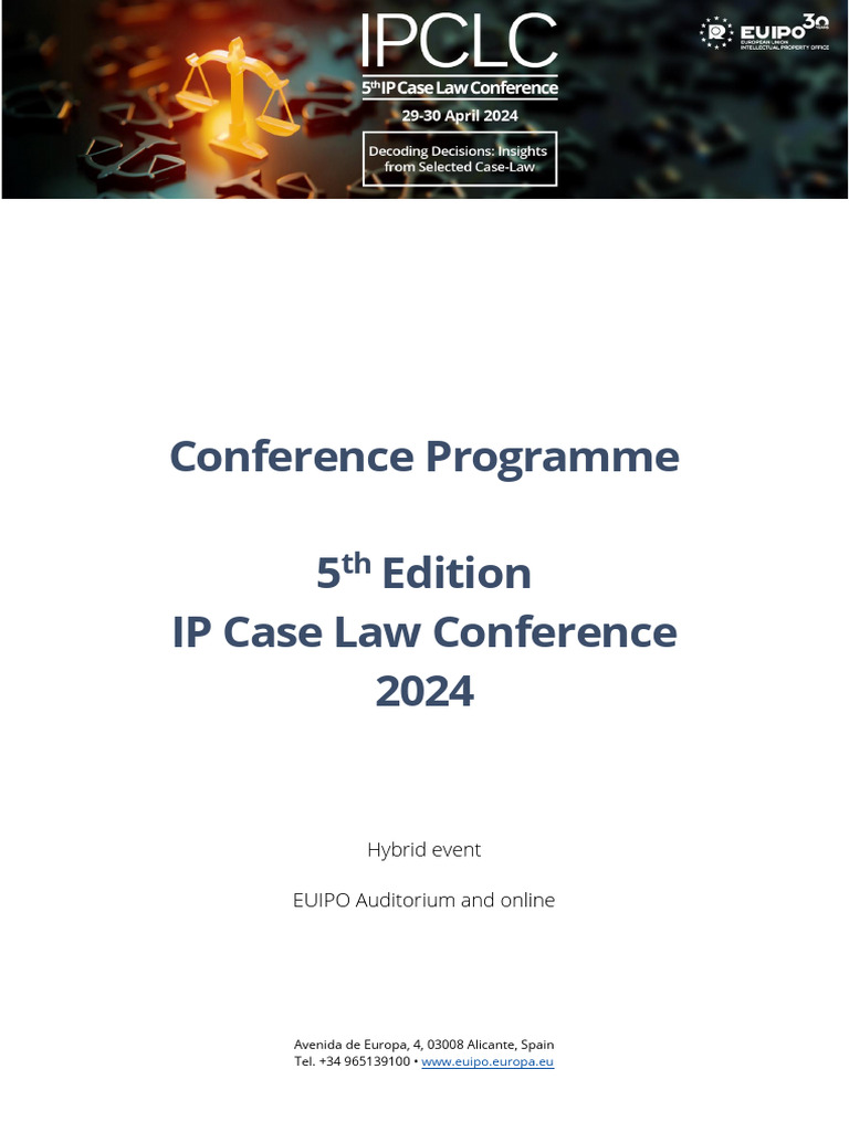 69519programme 5th IP Case Law Conference 2024 | PDF | Trademark | Intellectual Property