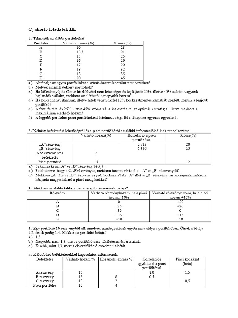 Gyakorló Feladatok III | PDF