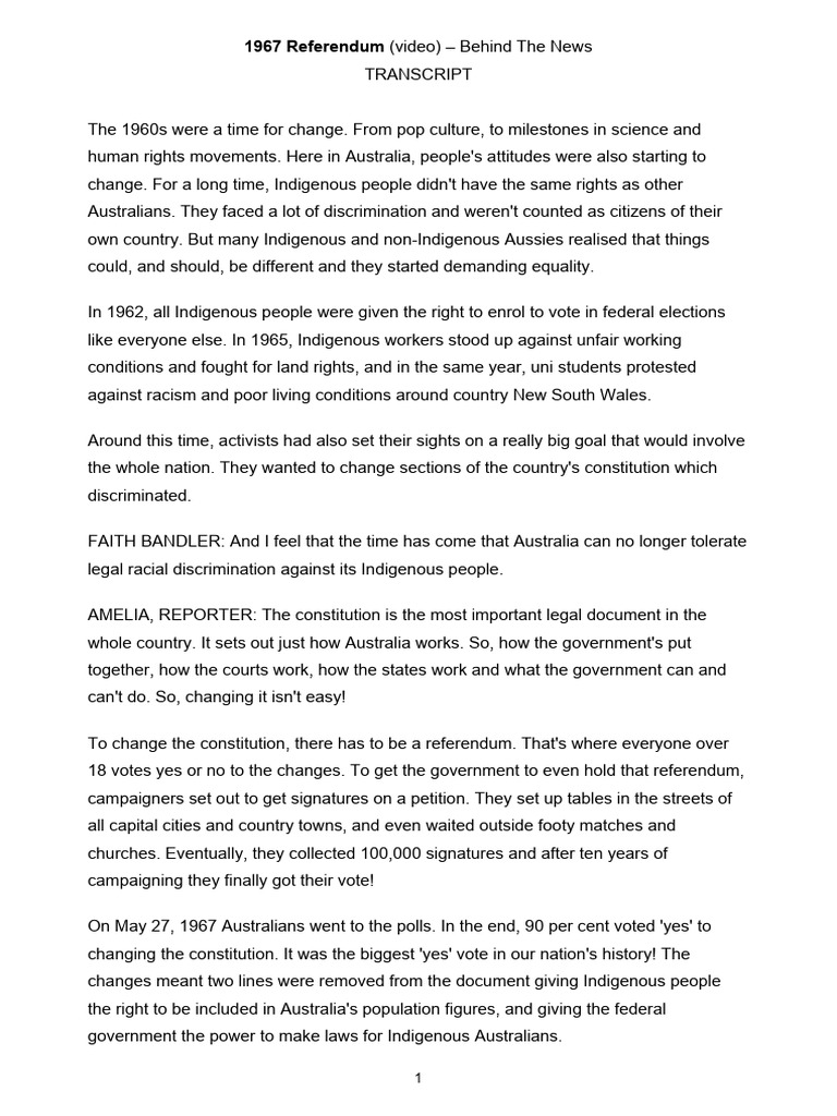 1967 Referendum Transcript | PDF | Indigenous Australians | Justice