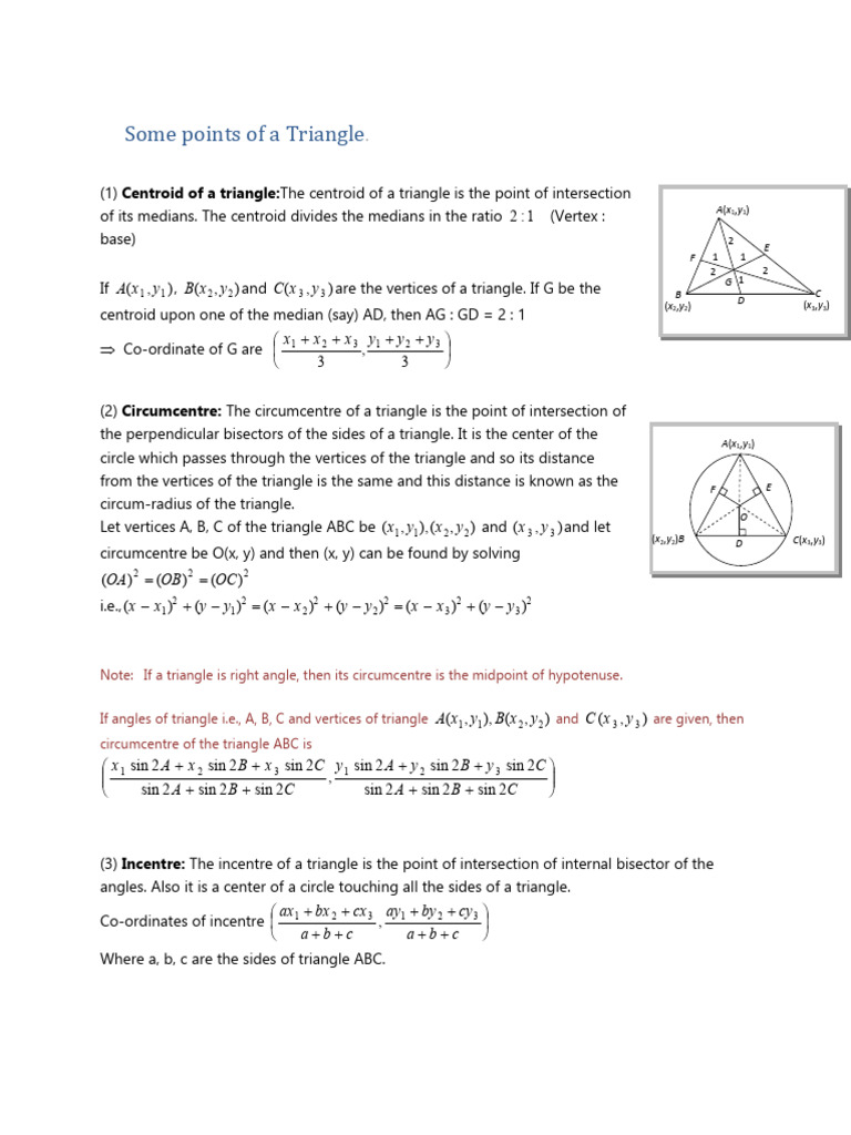 Coordinate Some Points of A Triangle | PDF | Triangle | Triangle Geometry