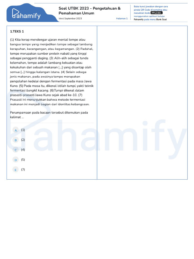 Soal UTBK 2023 - Pengetahuan & Pemahaman Umum | PDF