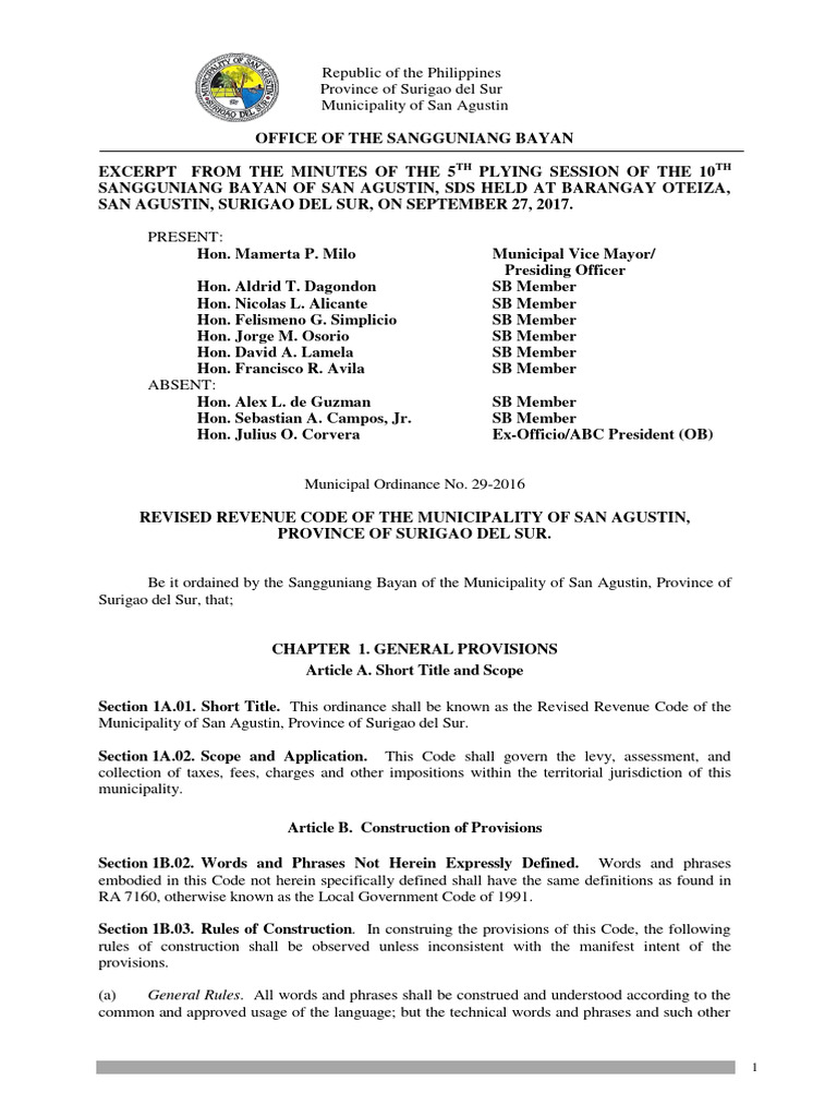 Mo 29-2016 (Local Revenue Code) | PDF | Taxes | Partnership