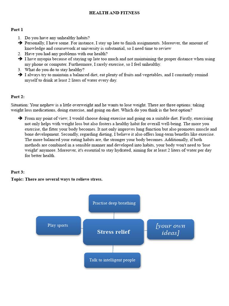 B1 Speaking - Unit 6 Health and Fitness | PDF | Dieting | Weight Loss