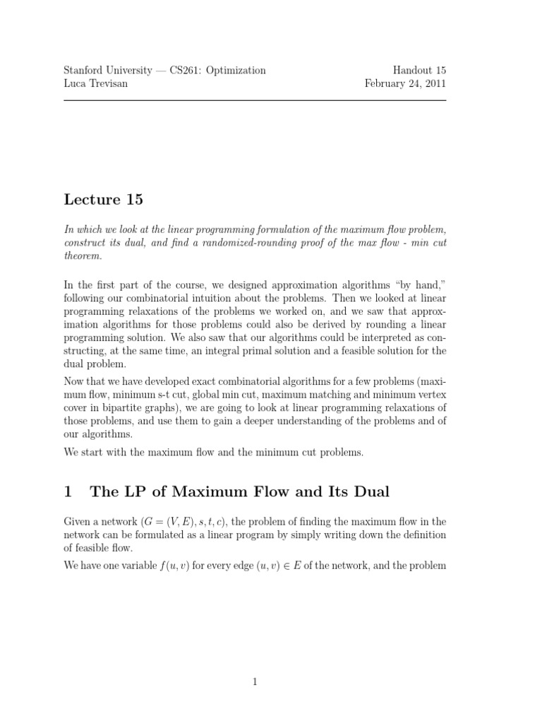 Lecture 15 | PDF | Linear Programming | Mathematical Optimization