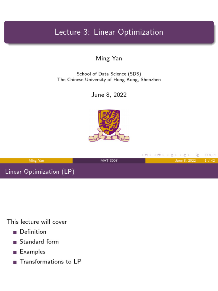 Lecture 03 | PDF | Mathematical Optimization | Linear Programming