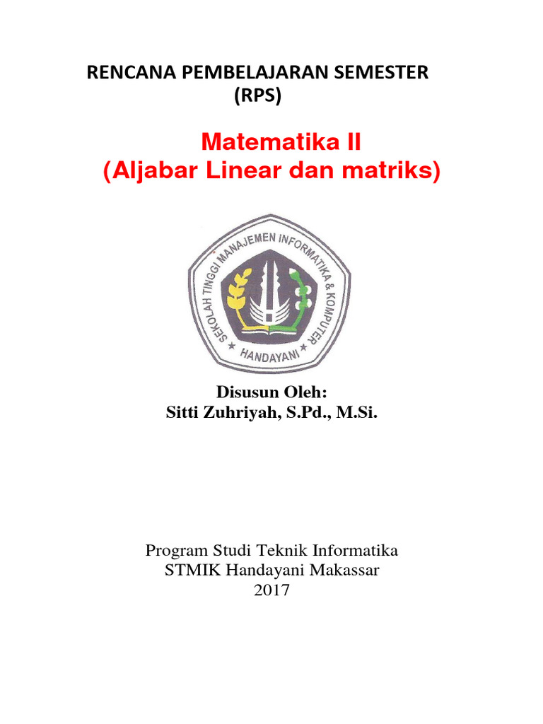 RPS Matematika II untuk TI | PDF