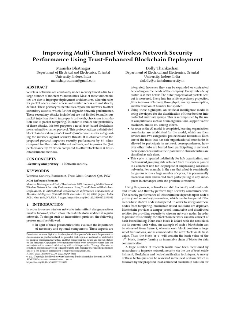 Improving Multi-Channel Wireless Network Security Performance Using ...